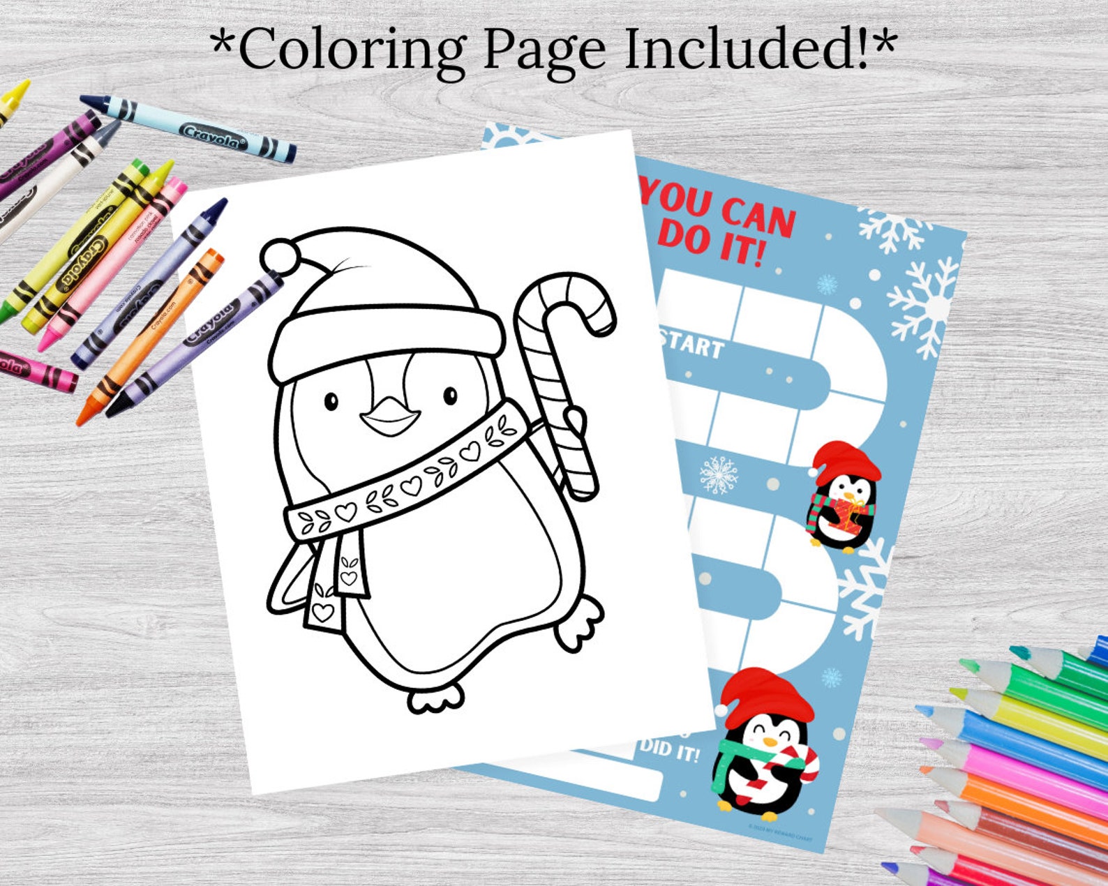 Penguin Christmas Reward Chart: Kids Behavior Tracker (digital Download ...