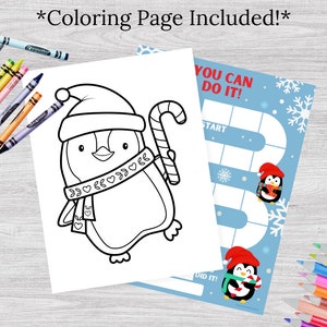 Penguin Christmas Reward Chart: Kids Behavior Tracker (digital Download ...