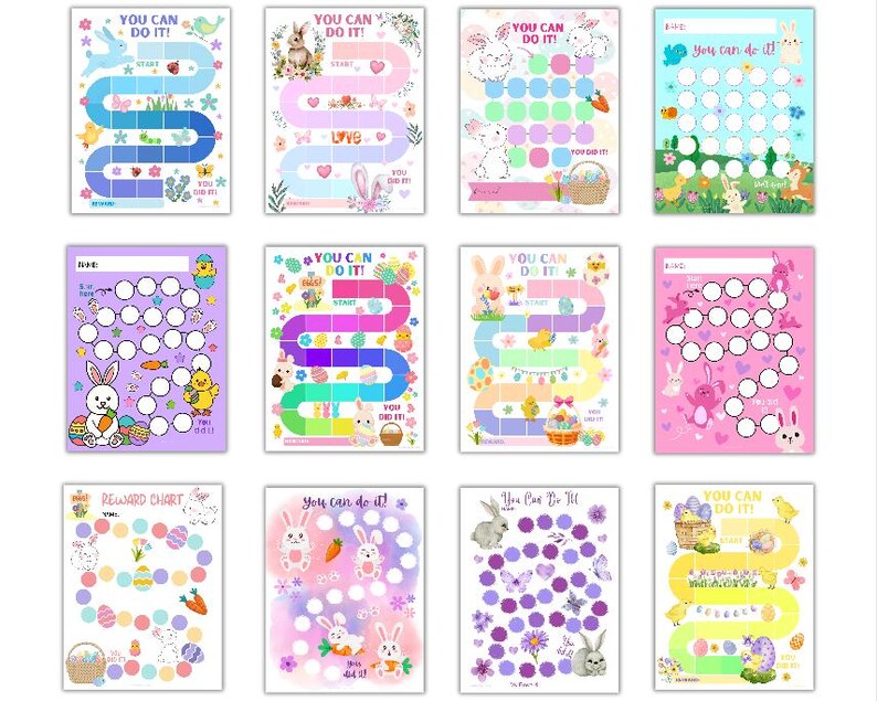 Printable Easter Reward Chart Bundle: Spring Bunny Theme (PDF Download ...