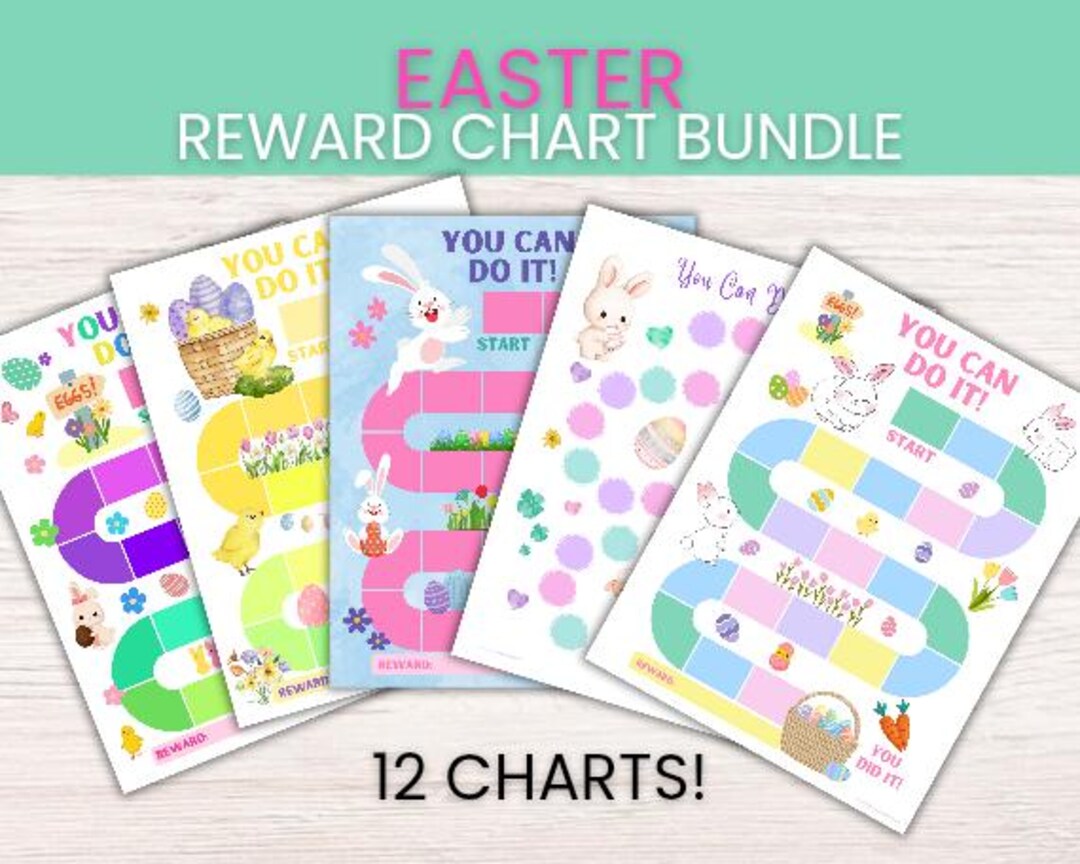 Easter Bunny Reward Chart Bundle, Spring Kids Sticker Chart Printable ...