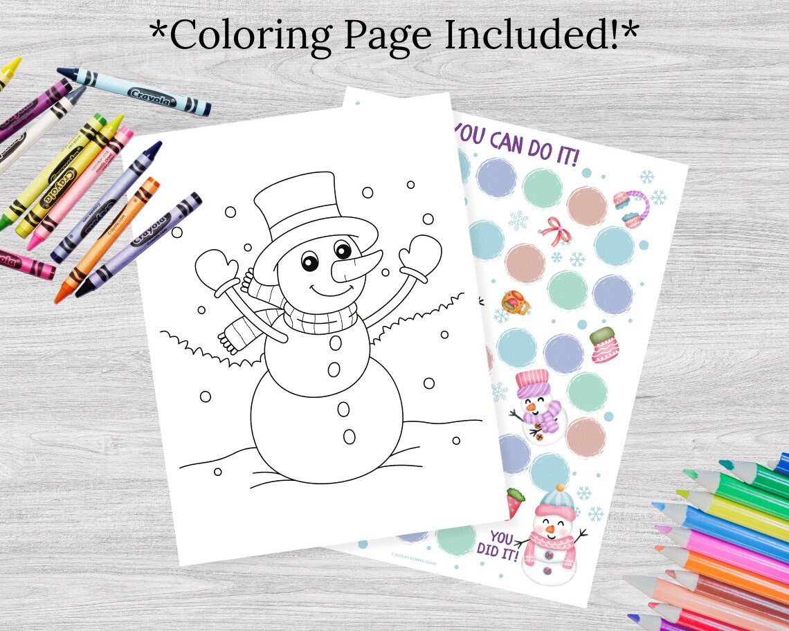 Printable Snowman Reward Chart: Christmas Potty Training (digital ...