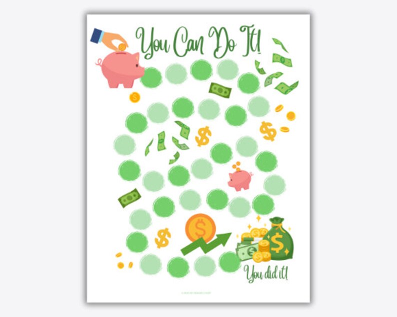 Printable Money Reward Chart for Kids and Adults, Financial Goal ...