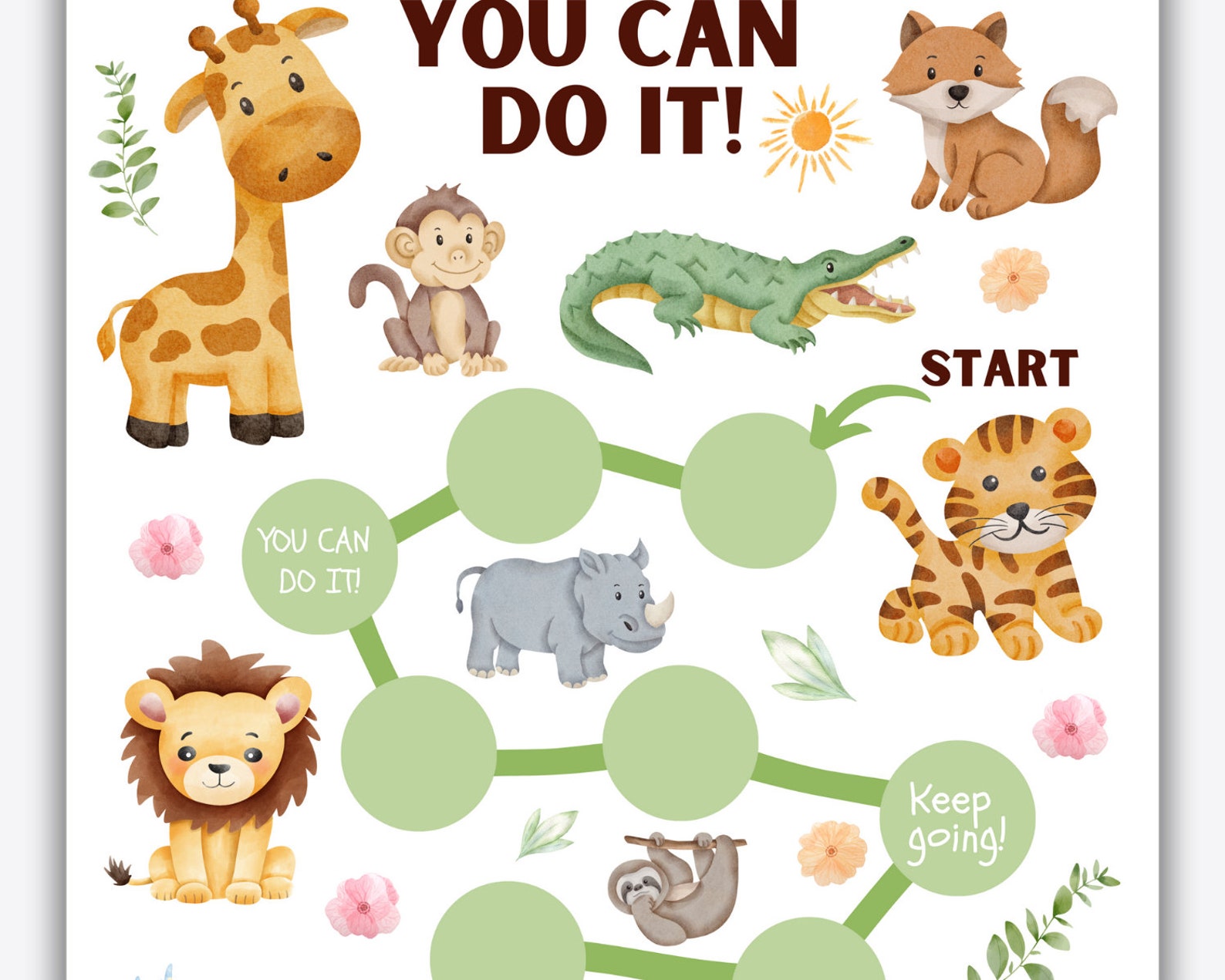 Printable Zoo Reward Chart for Kids, Jungle Potty Training Chart for ...