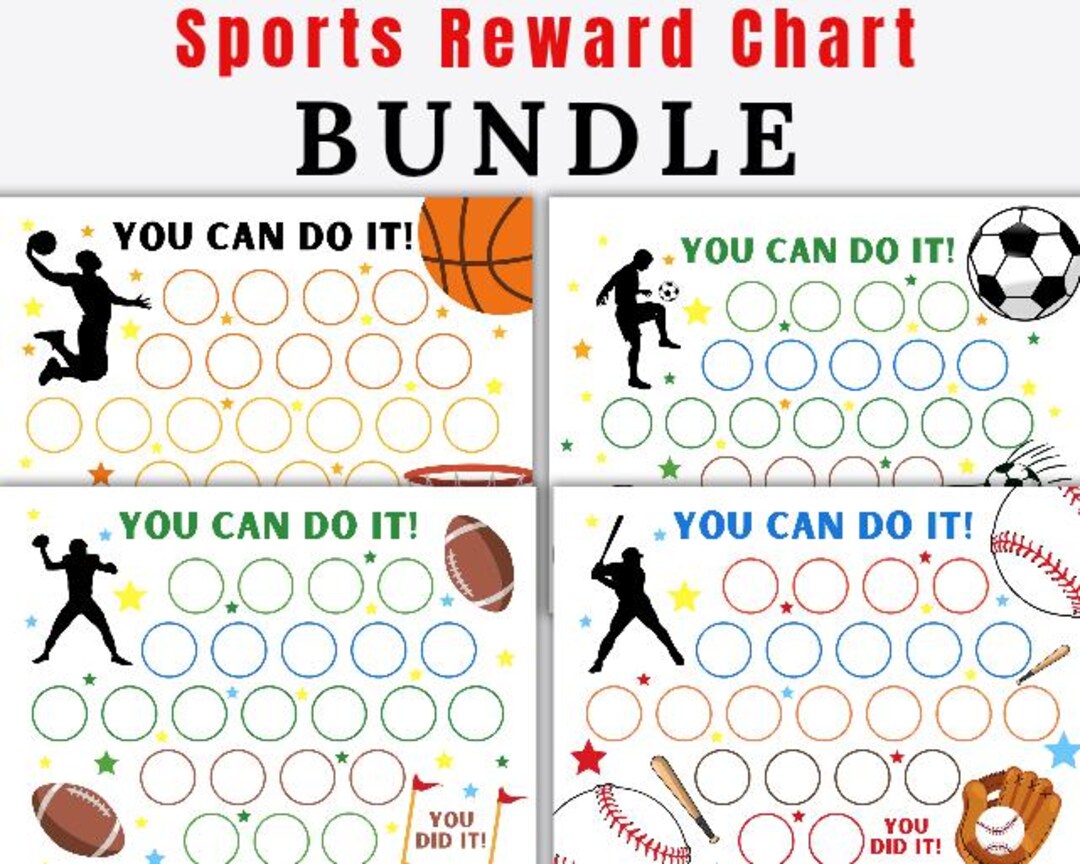 Sports Reward Chart Bundle, Printable Kids Chore Chart, Boys Behavior ...