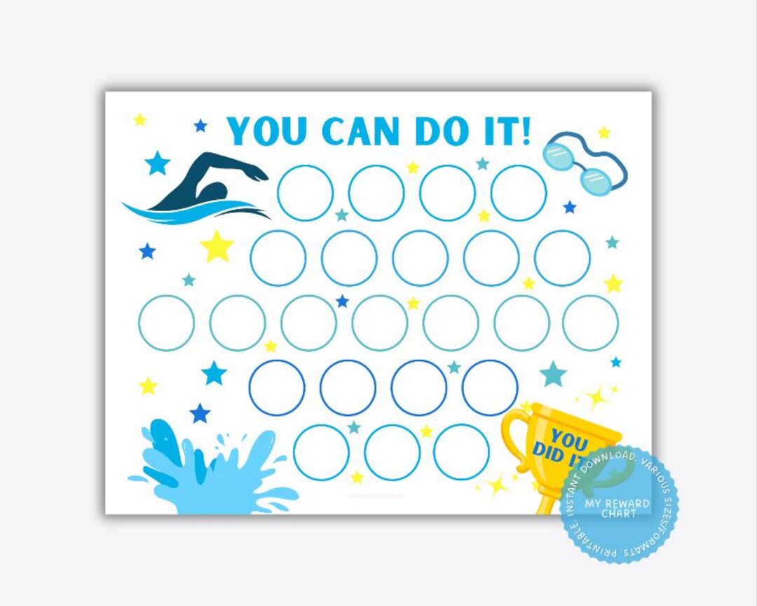 Swimming Reward Chart, Kids Sticker Chart, Behavior Tracker, Pool Theme ...