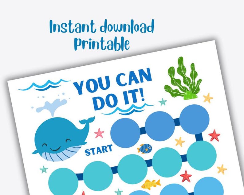 Whale Reward Chart: Under the Sea Toddler Habit Tracker (PDF, PNG, JPG ...