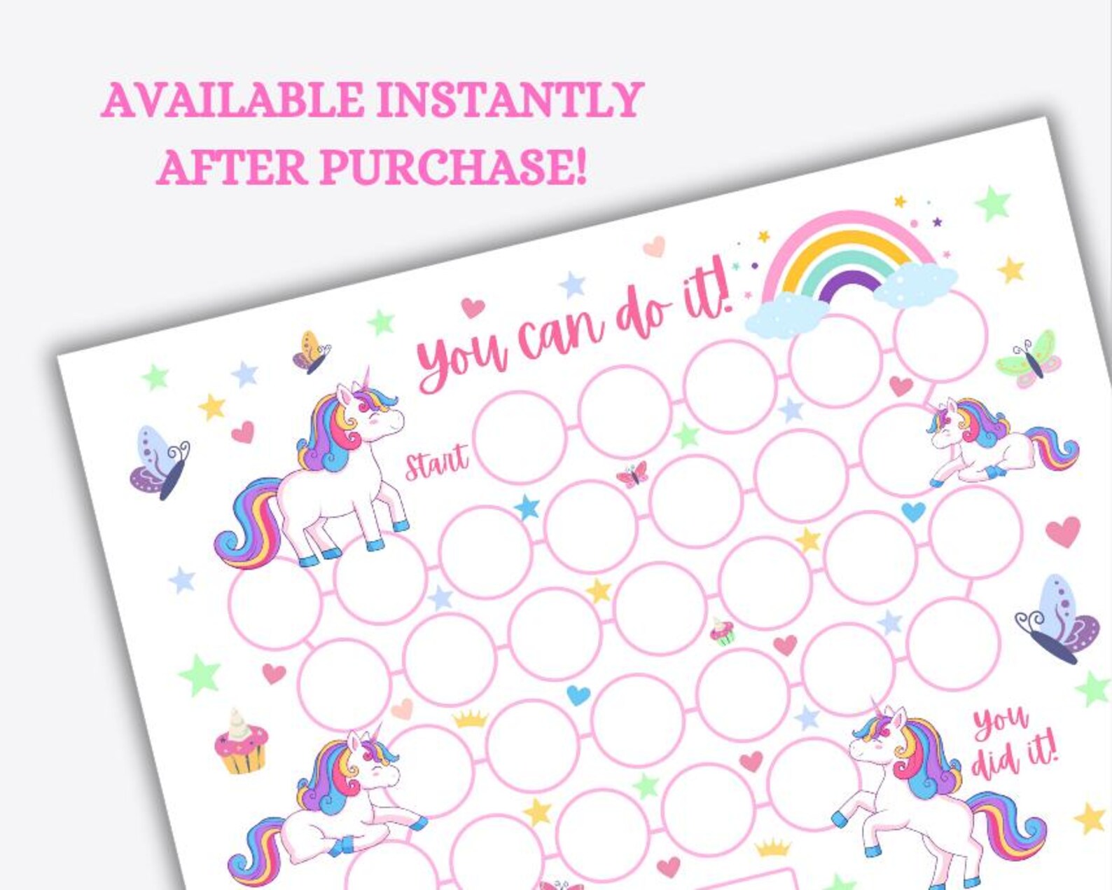 Unicorn Reward Chart Bundle: Potty Training, Behavior Incentive (PDF ...
