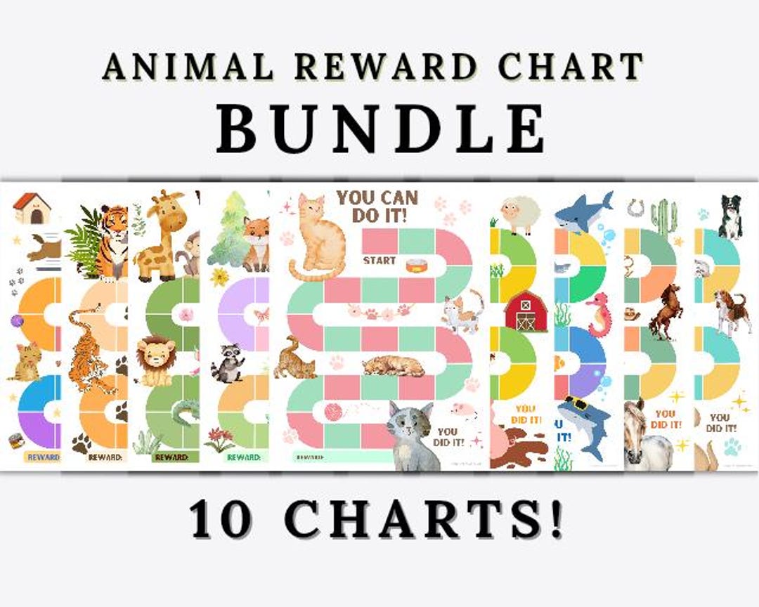 Animal Reward Chart Bundle – Set of 10 Printable Sticker Charts for ...