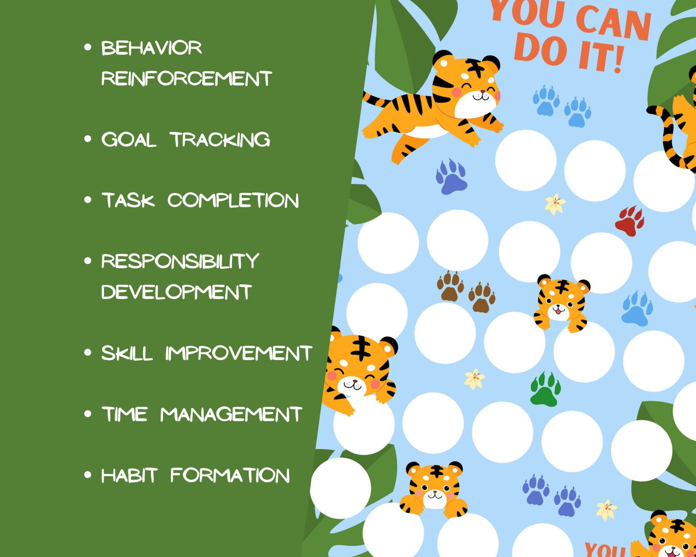 Tiger Sticker Chart Printable, Tiger Reward Chart, Wild Animal Potty ...