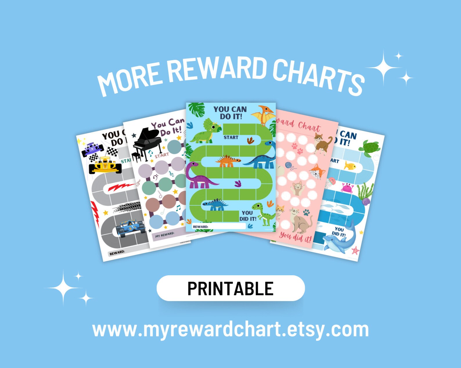 Printable Dinosaur Reward Chart for Kids, Kids Reward Chart, Behavior ...