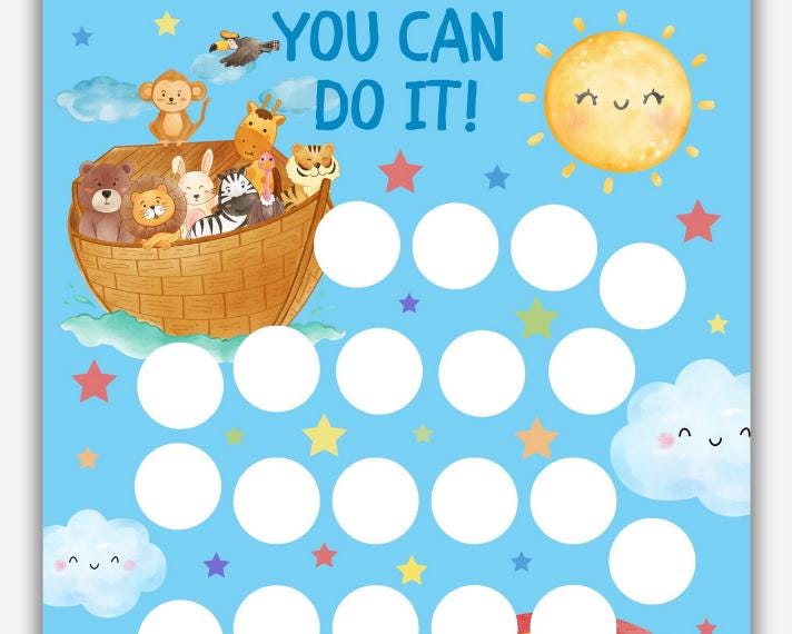 Noah’s Ark Reward Chart, Printable Toddler Behavior & Potty Training ...