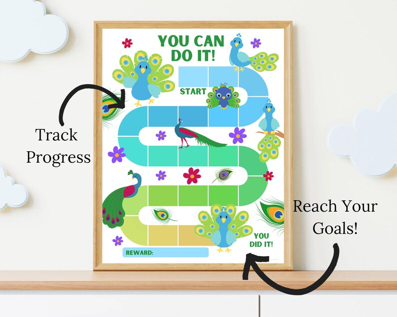 Printable Peacock Reward Chart, Potty Training Chart, Kids Reward Chart ...
