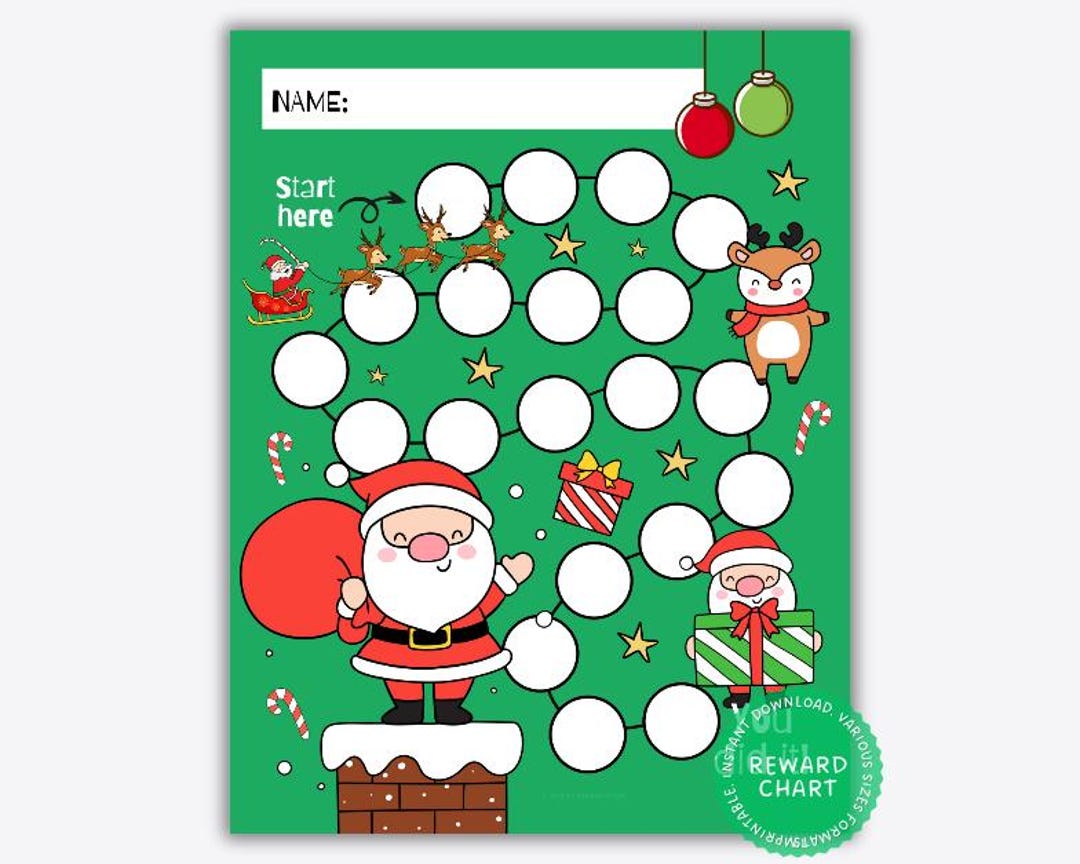 Potty Training Chart PDF, Printable Christmas Reward Chart, Kids Reward ...