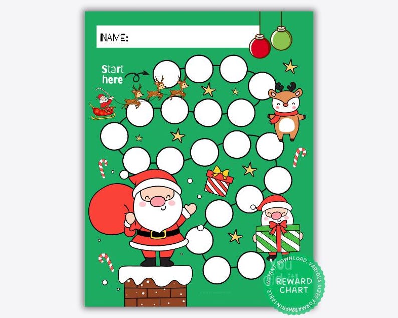 Christmas Reward Chart: Santa Sticker Habit Tracker (PDF, JPG, PNG) - Etsy