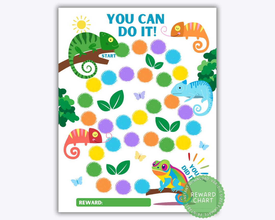 Chameleon Kids Reward Chart Printable, Instant Download Potty Training ...