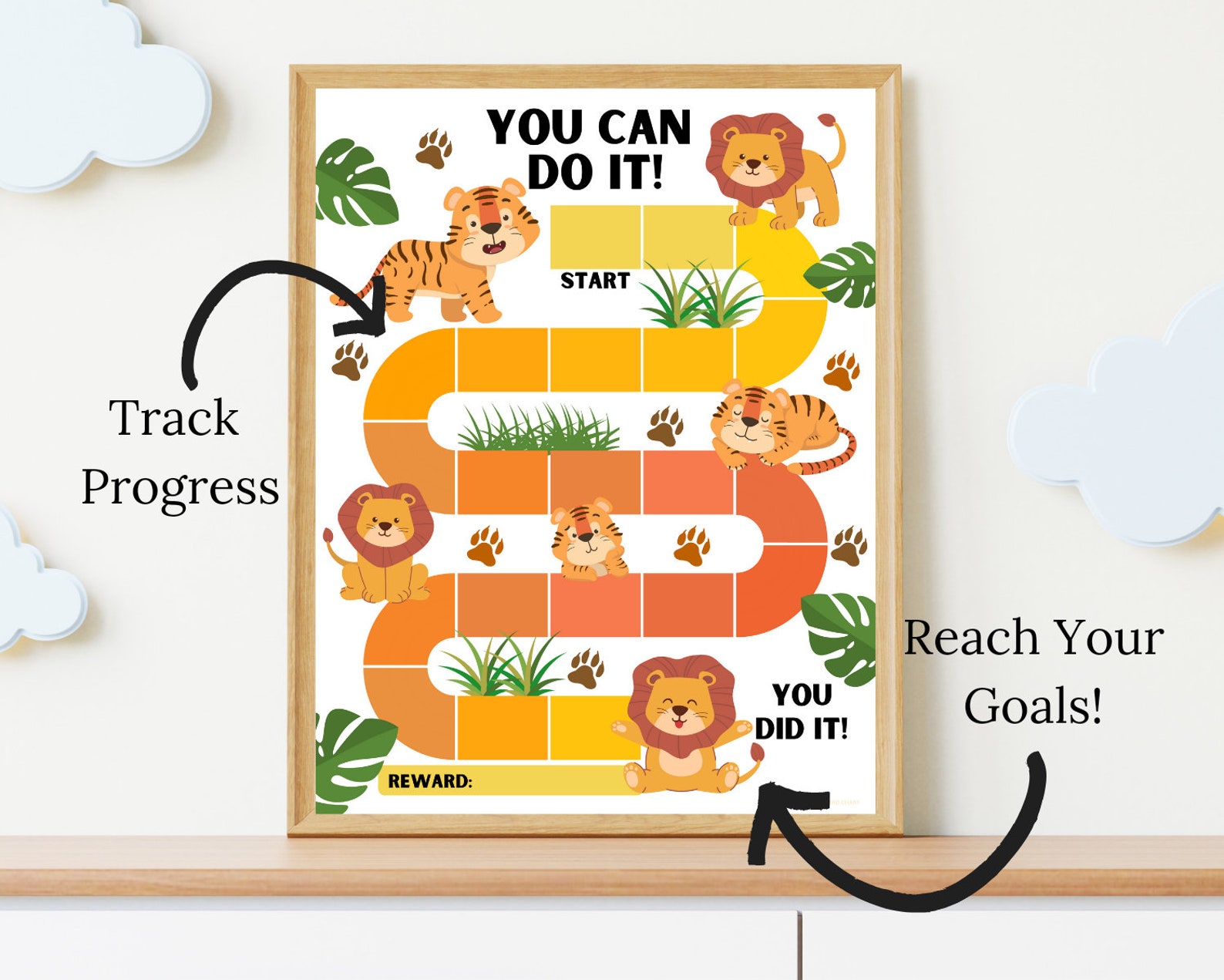 Lion Reward Chart Printable, Tiger Sticker Chart, Wild Animal Potty ...
