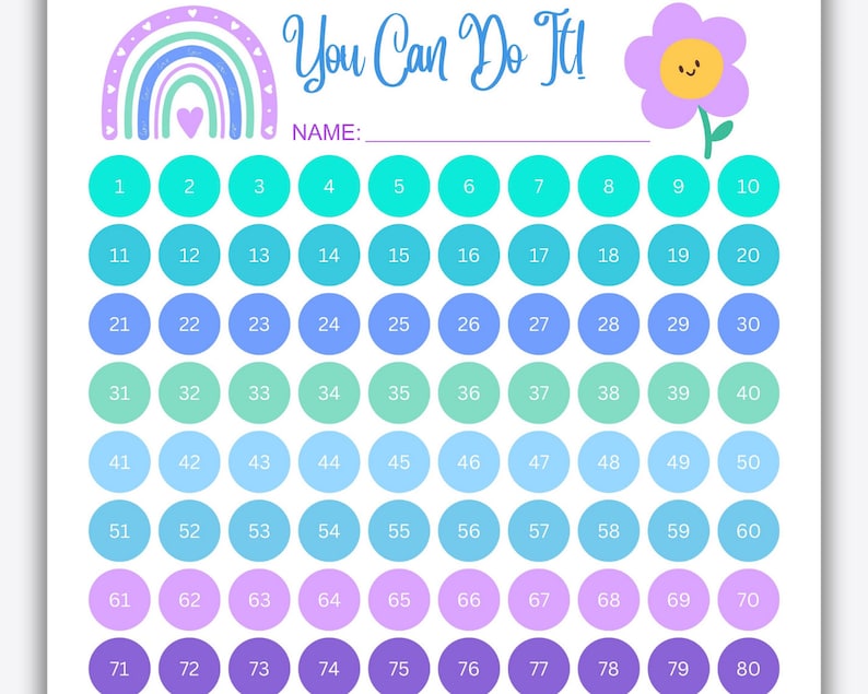 Rainbow Reading Reward Chart: Kids 100-day Challenge (PDF, PNG, JPG) - Etsy