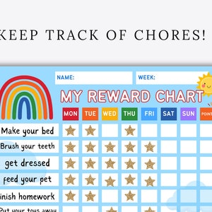 Rainbow Chore Chart Printable, Kids Reward Chart, Music Practice Chart ...
