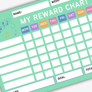 Printable Music Reward Charts, Music Practice Chart, Kids Reward Chart ...