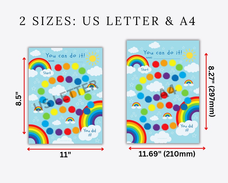 Rainbow Reward Chart: Kids Behavior & Potty Training (digital Download ...