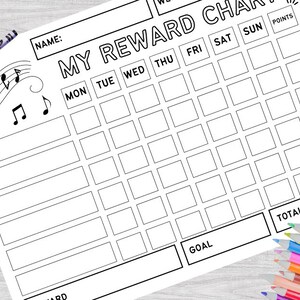 Printable Music Reward Chart, Music Practice Chart, Kids Reward Chart ...