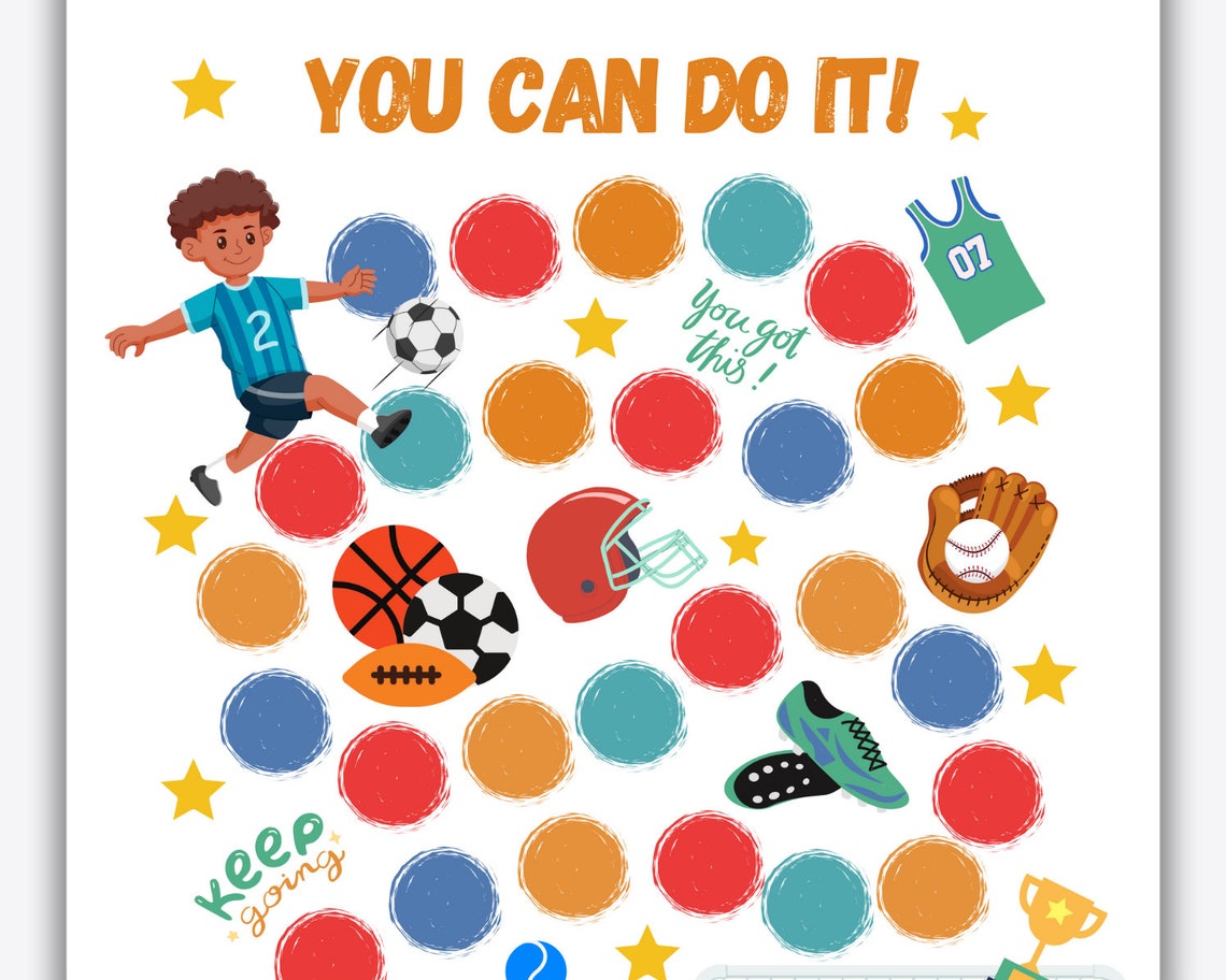 Printable Sports Reward Chart for Kids, Soccer Reward Chart, Soccer ...