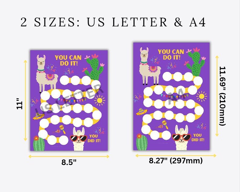Llama Reward Chart for Kids: Potty Training, Behavior (PDF, JPG, PNG ...