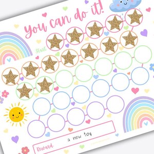 Rainbow Reward Chart Bundle, Printable Sticker Chart, Incentive Chart ...