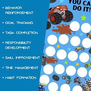 Printable Monster Truck Reward Chart, Big Cars Kids Behavior Chart ...