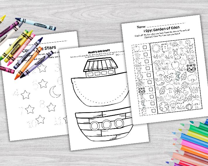 Bible Activity Pack, Preschool Bible Lessons, Church School Printables ...