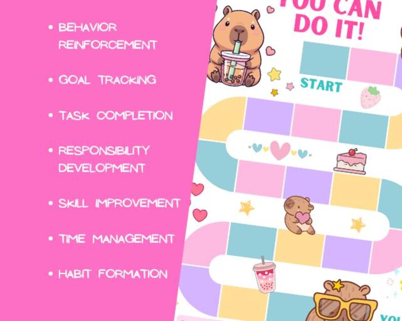 Kawaii Capybara Reward Chart Printable, Toddler Sticker Chart, Kids ...