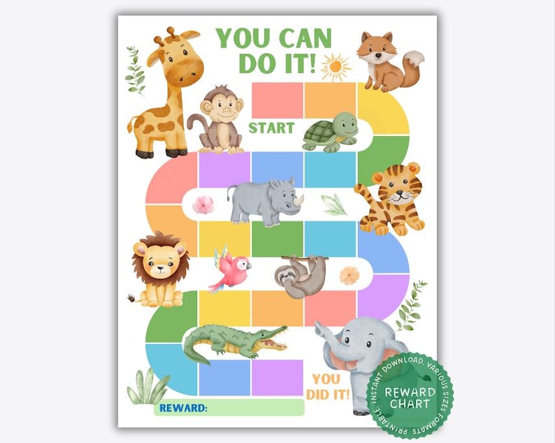 Zoo Animals Reward Chart: Kids Behavior & Potty Training (PDF) - Etsy