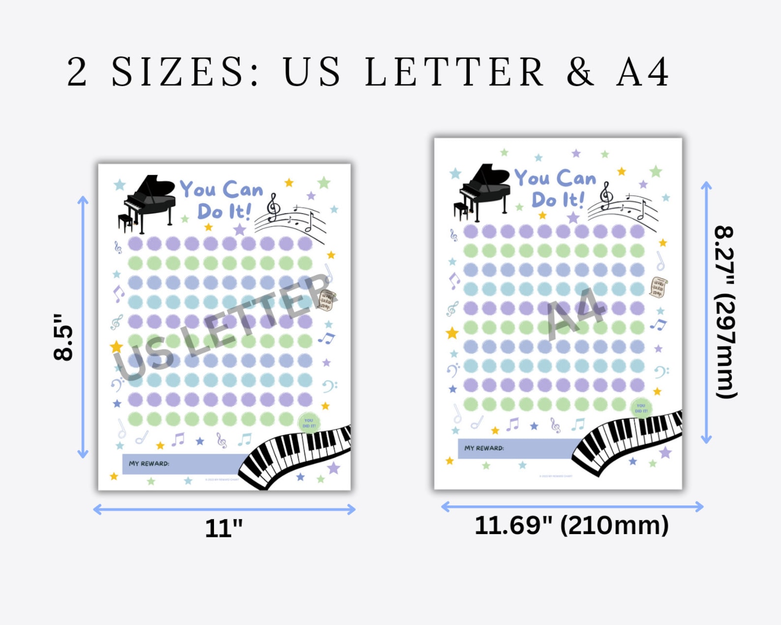 Printable Music Reward Charts, 100-day Practice Chart, Kids Reward ...