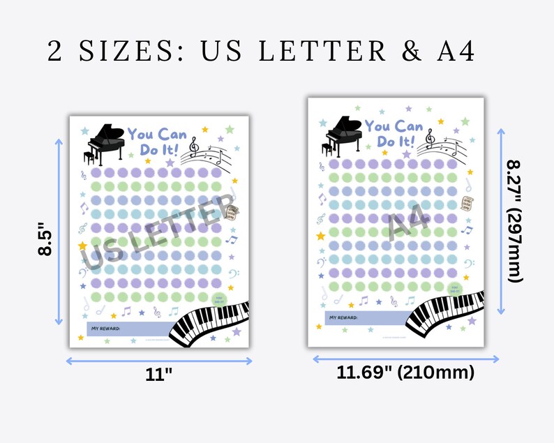Printable Music Reward Charts, 100-day Practice Chart, Kids Reward ...