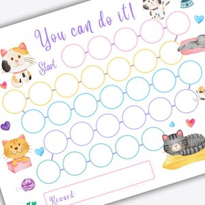 Printable Cat Reward Chart: Kids Behavior Incentive (PDF, PNG, JPG) - Etsy