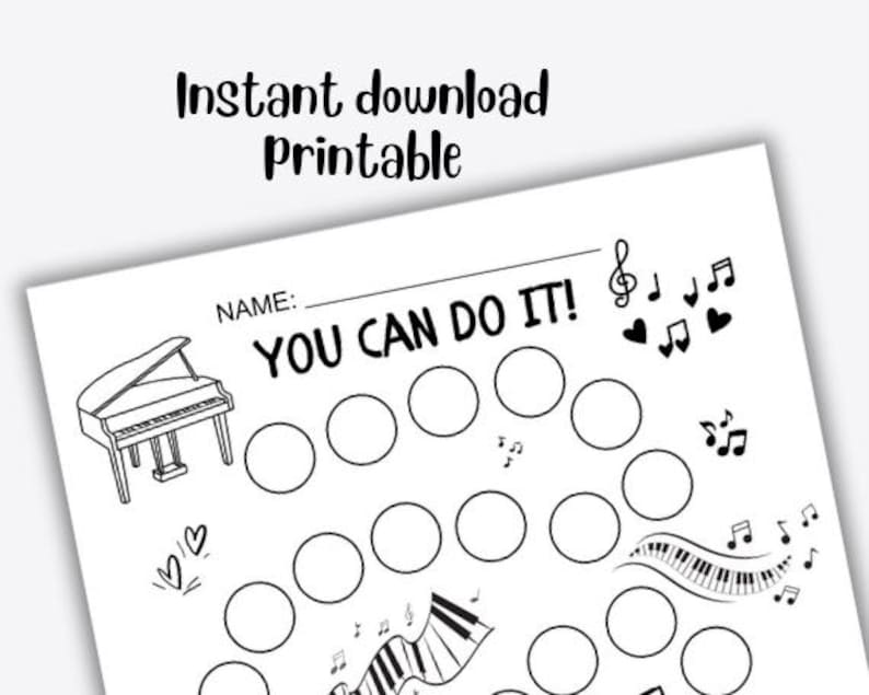 Piano Practice Reward Chart | Printable Music Tracker & Sticker Chart ...