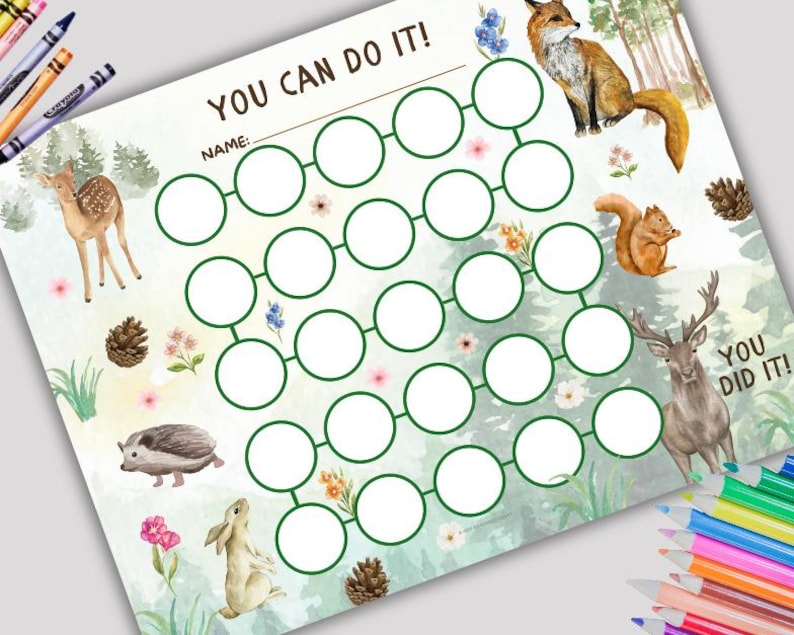 Woodland Animal Reward Chart: Forest Theme Behavior Tracker (printable ...