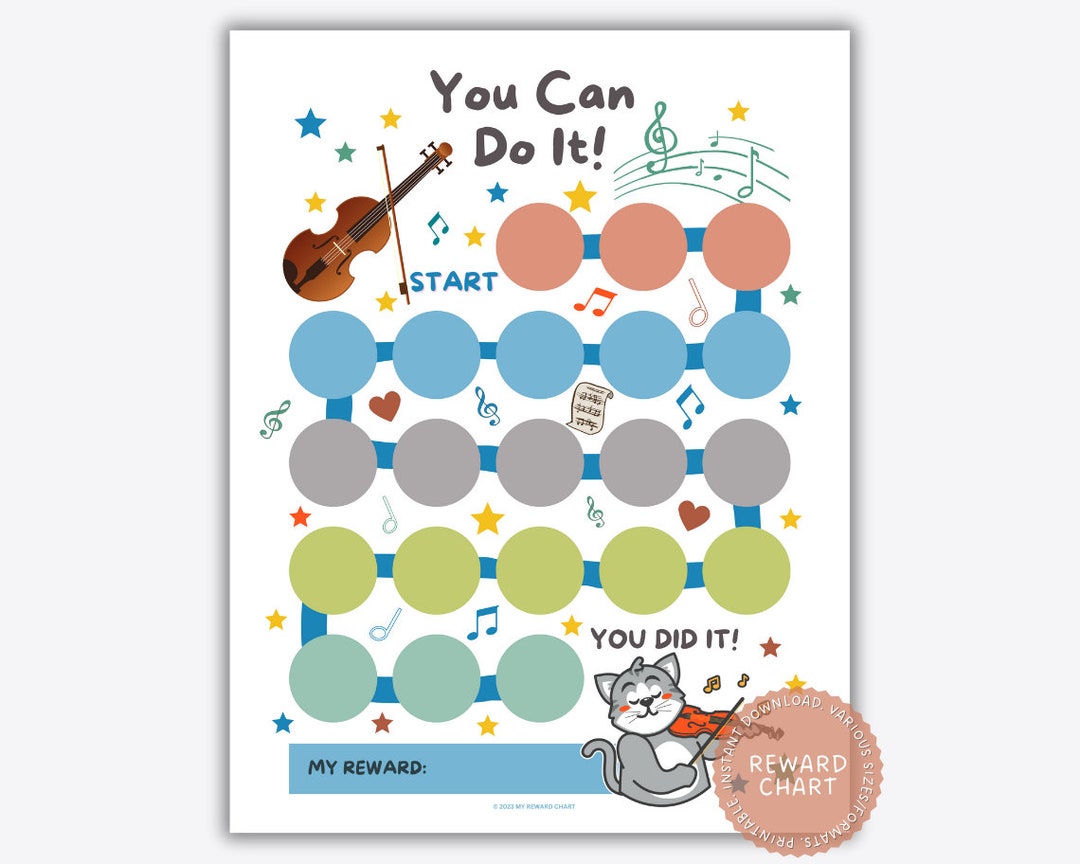 Printable Violin Reward Chart, Music Reward Chart, Violin Practice ...