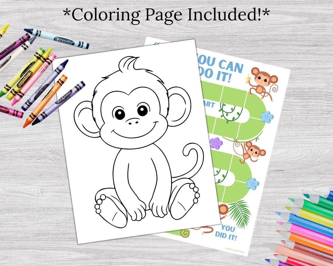 Monkey Reward Chart: Kids Printable Behavior Tracker (PDF) - Etsy Canada