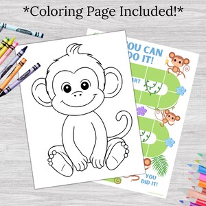 Monkey Reward Chart, Kids Printable Reward Chart, Potty Training Chart ...