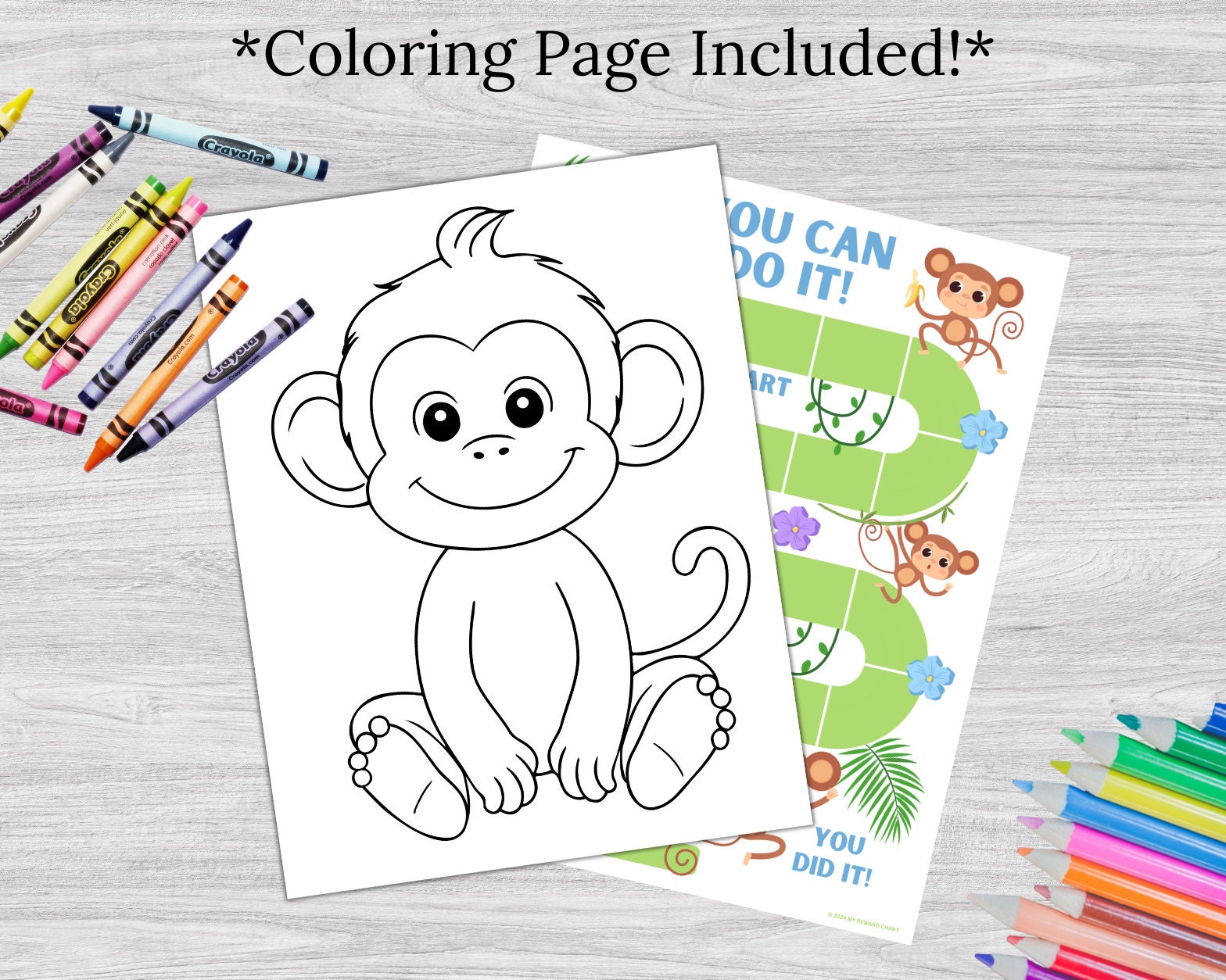 Monkey Reward Chart, Kids Printable Reward Chart, Potty Training Chart ...