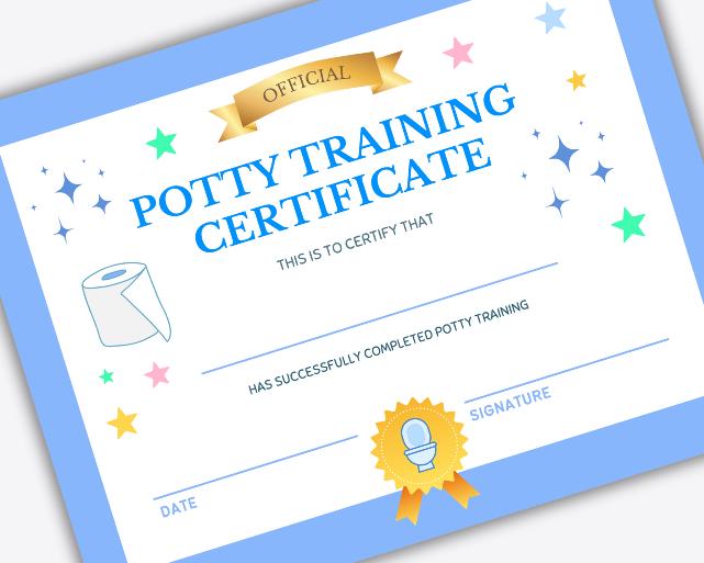 Potty Training Certificate, Toilet Training Diploma, Potty Training ...