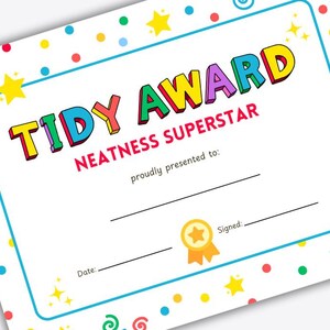 Clean Award, Tidy up Award, Clean Room Certificate, Tidy Desk Award ...