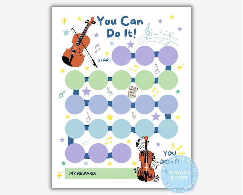 Printable Violin Reward Chart, Music Reward Chart, Violin Practice ...
