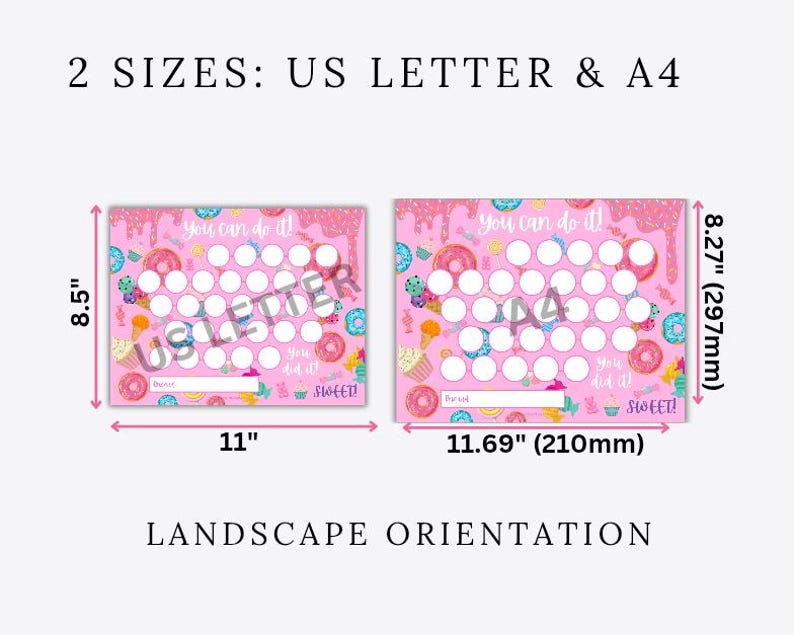 Candy Reward Chart: Chore & Potty Training for Girls (PDF, PNG, JPG) - Etsy