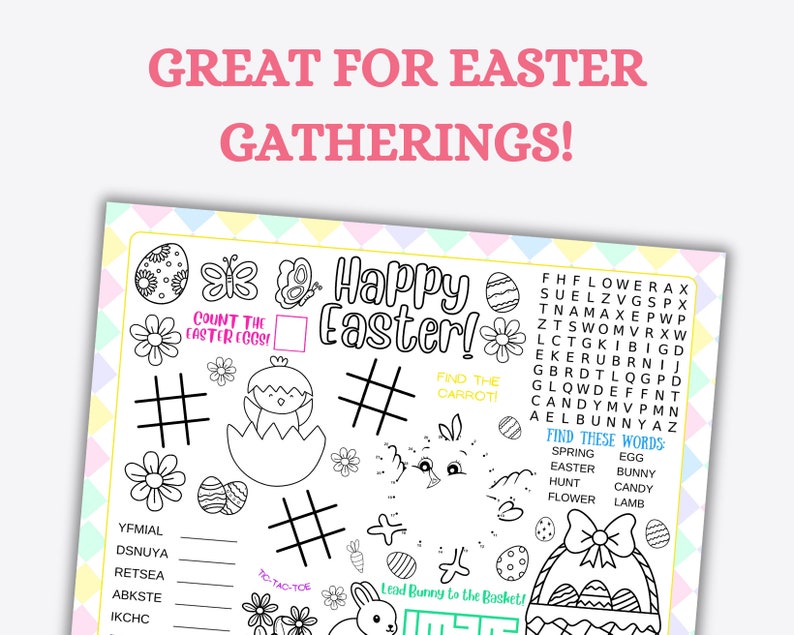 Easter Activity Placemat: Spring Coloring Mat for Kids (PDF) - Etsy