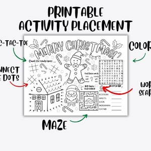 Kids Christmas Activity Placemat: Gingerbread Man Coloring (PDF) - Etsy