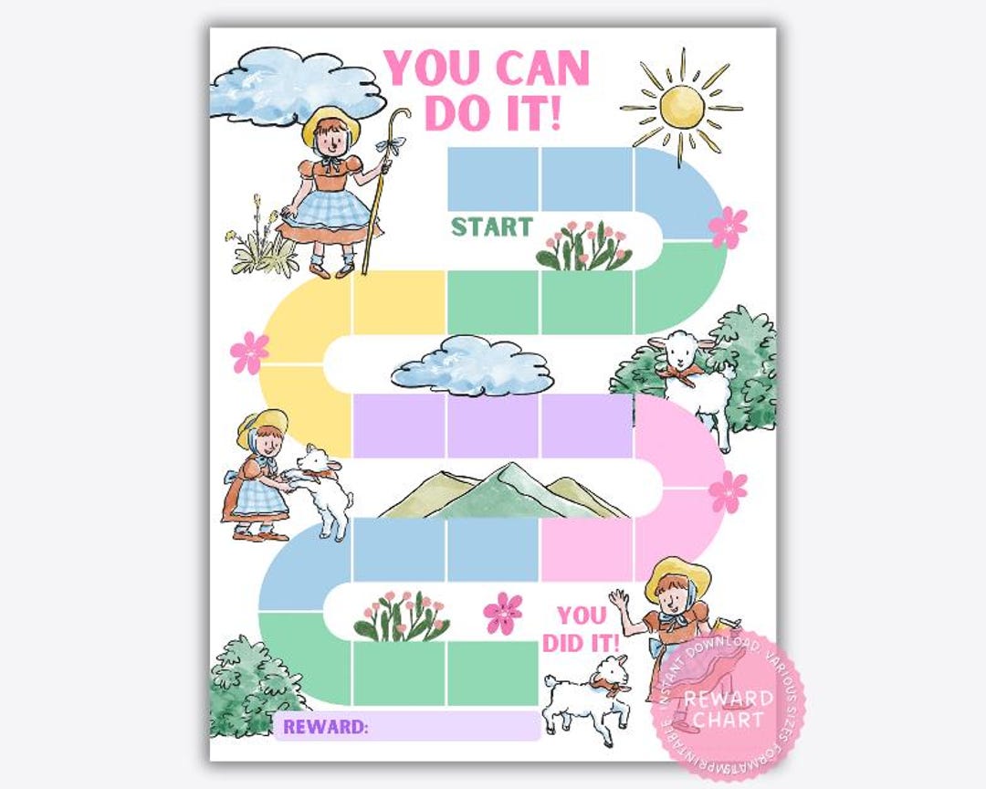 Kids Reward Chart, Girls Sticker Chart, Nursery Rhyme Themed, Mary Had ...