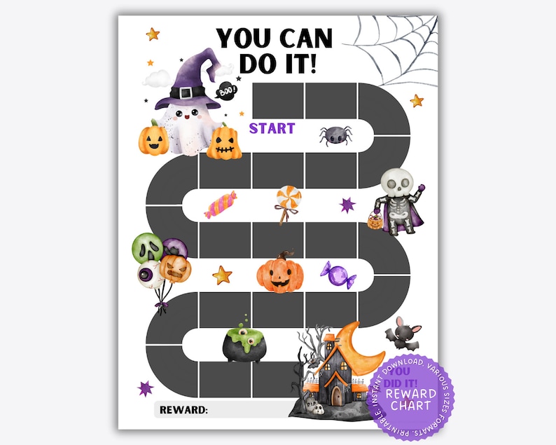 Halloween Reward Chart: Kids Fall Habit Tracker (printable PDF) - Etsy