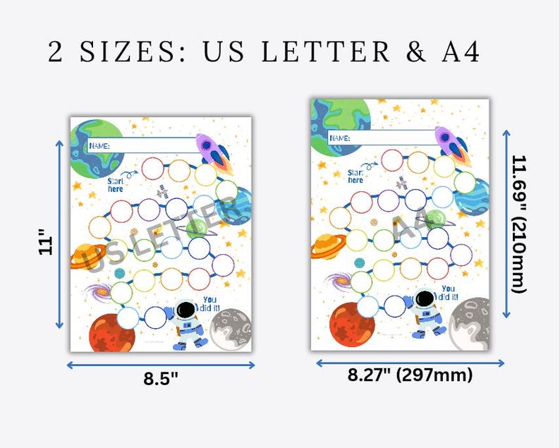 Outer Space Reward Chart for Kids – Printable Sticker Chart, Behavior ...